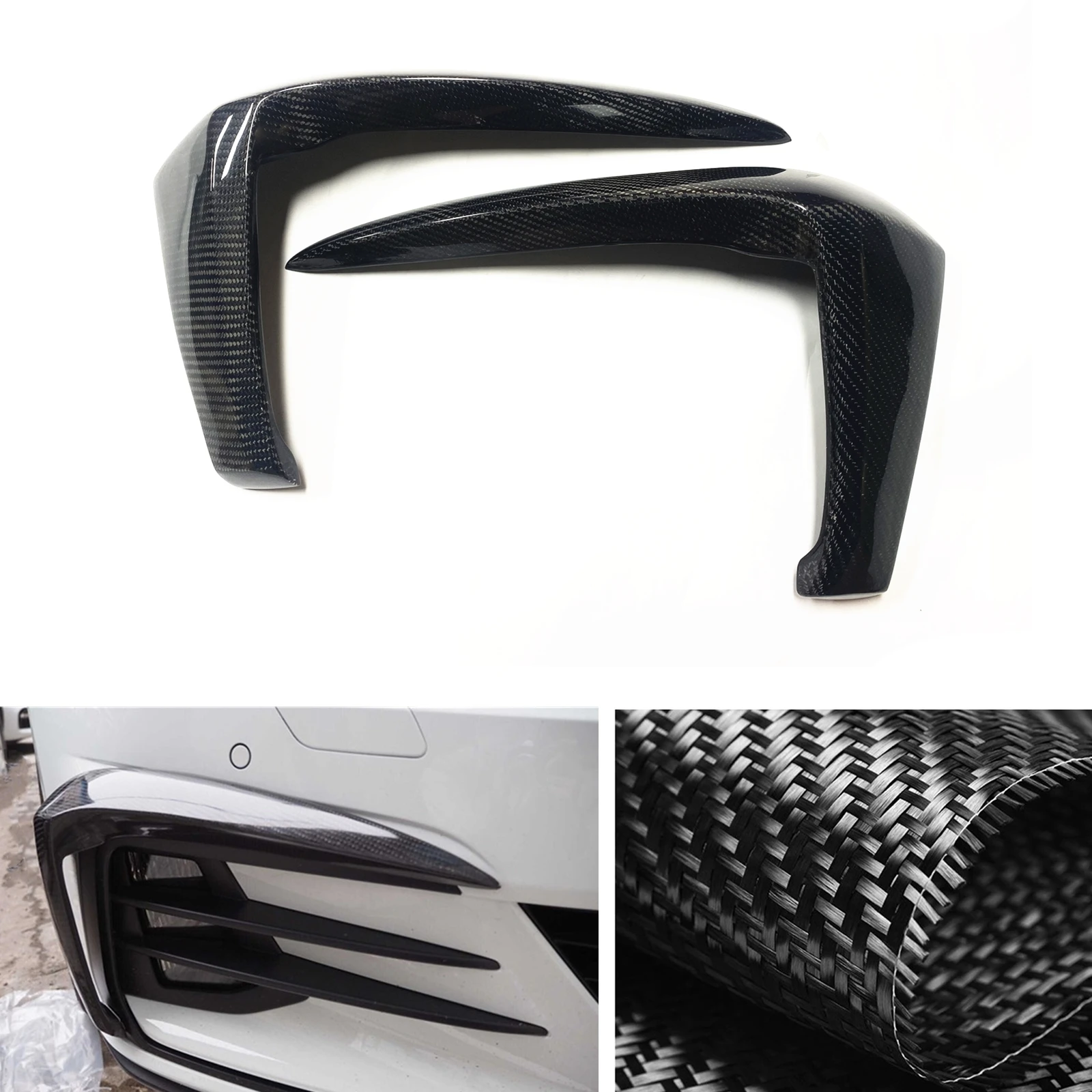 2-Pieces-Front-Bumper-Trim-Side-Air-Vent-Cover-Fog-Lamp-Frame-Spoiler ...