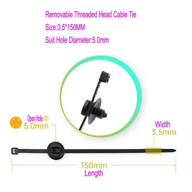 Removable Threaded M6 M8 M10 Hole Nylon Plastic Vehicle Motocycle Cable ...