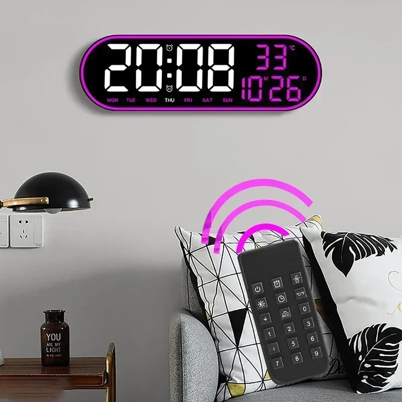 15inch-Large-Digital-Wall-Clock-Remote-Control-Temp-Date-Week-Display ...