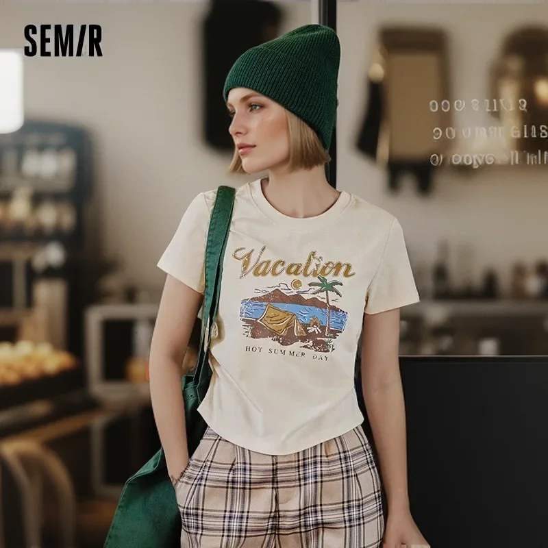 Semir-Short-Sleeve-T-Shirt-Women-Short-Design-Sense-Printing-Retro-2024 ...