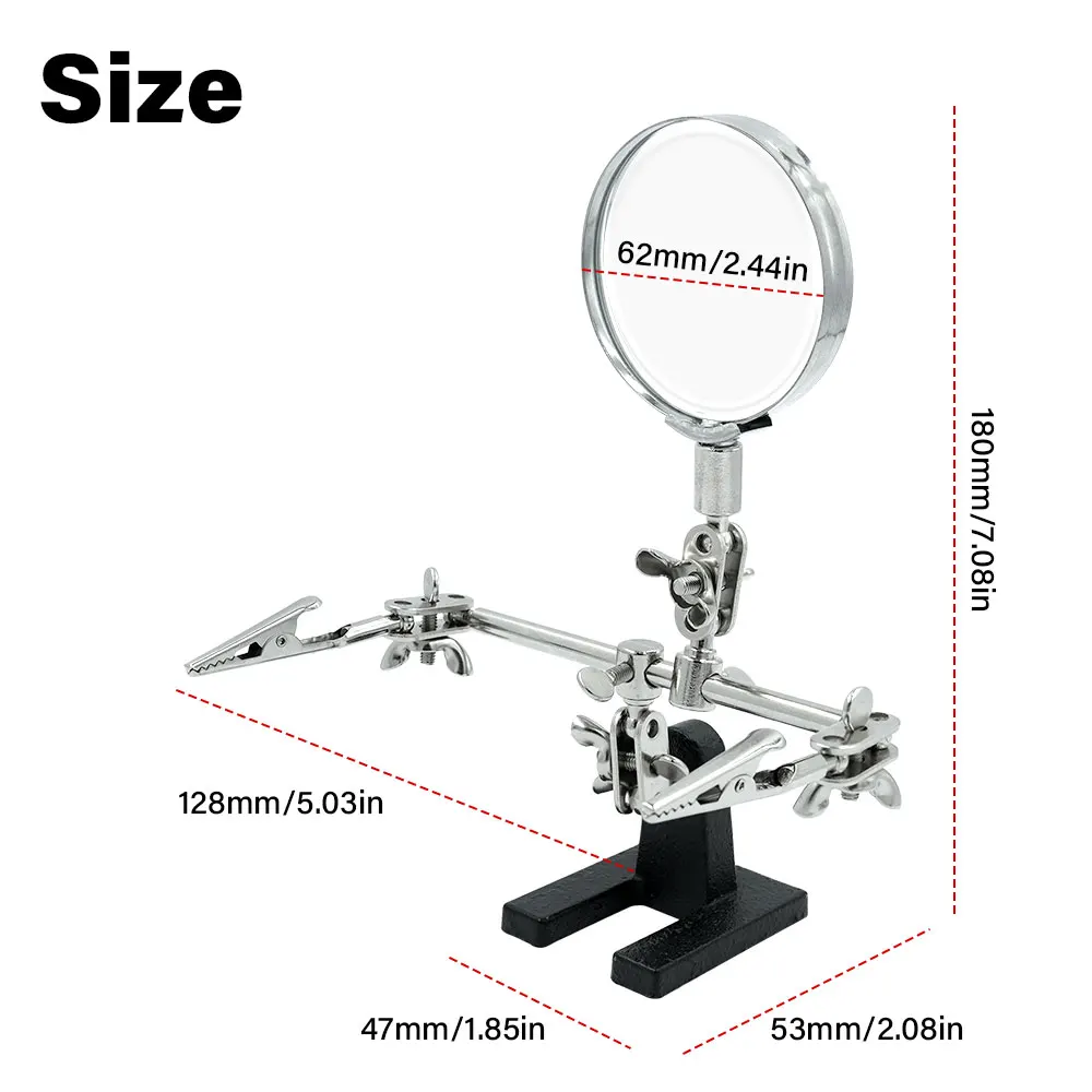 Helping Hands Magnifier Stand 5X Magnifying Glass with Dual Alligator ...