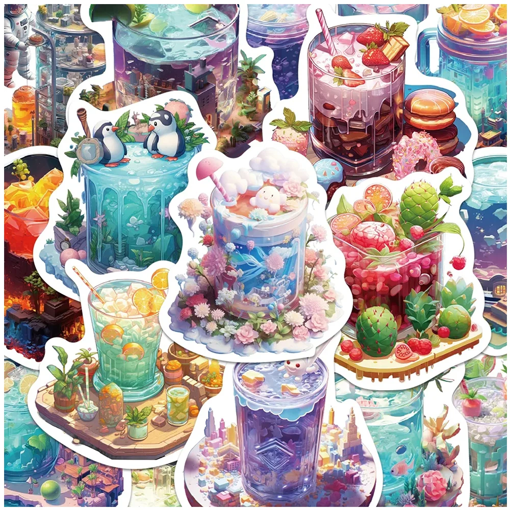 10-30-50pcs-INS-Style-Art-Drink-Aesthetic-Stickers-Cartoon-Plant-Decals ...