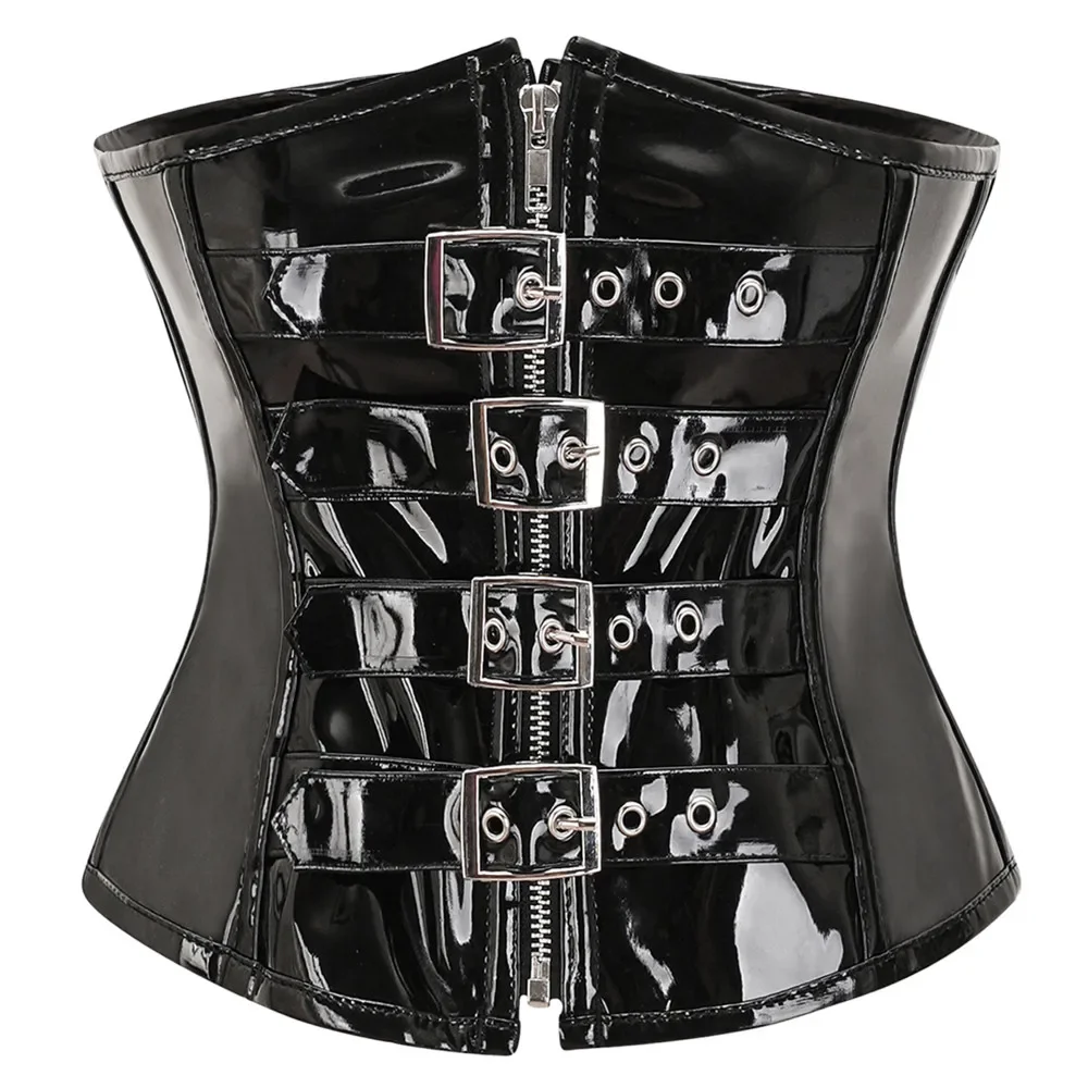 Fashion Steampunk Corset Top Gothic Womens Slimming Underbust PVC ...