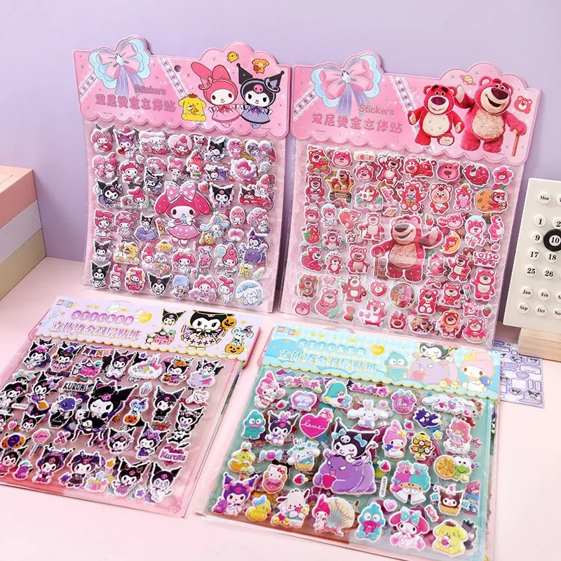Cartoon-Sanrio-Doppels-chicht-Blase-Aufkleber-Kawaii-Melodie-Kuromi-3d ...