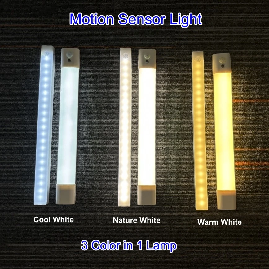 Motion-Sensor-LED-Bar-Light-USB-Rechargeable-Night-Light-Wireless-Strip ...