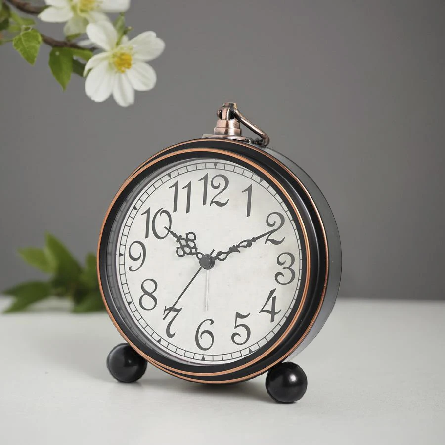 1 piece retro metal base clock, American creative clock; Personalized ...
