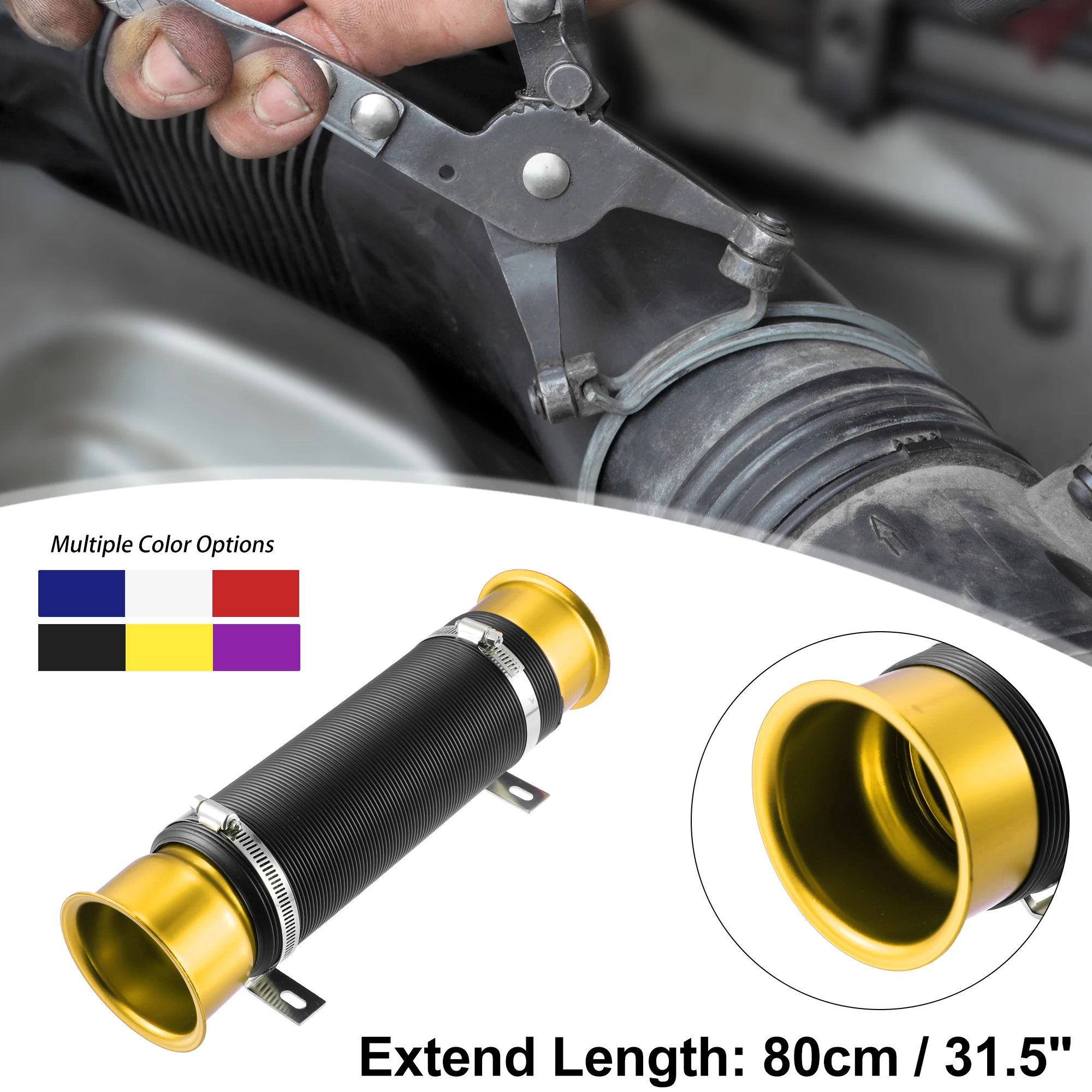 UXCELL-76mm-3inch-Universal-Adjustable-Car-Intake-Air-Pipe-Air-Duct ...