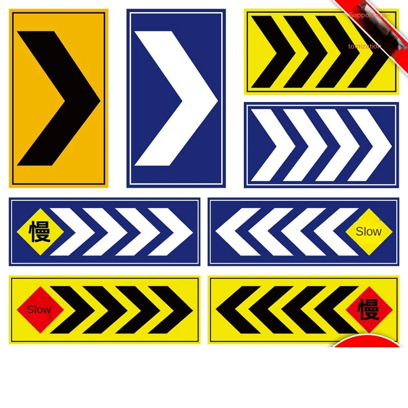 1pc-20x30cm-Traffic-Safety-Reflective-Warning-Decals-Arrow-Sign-Board ...