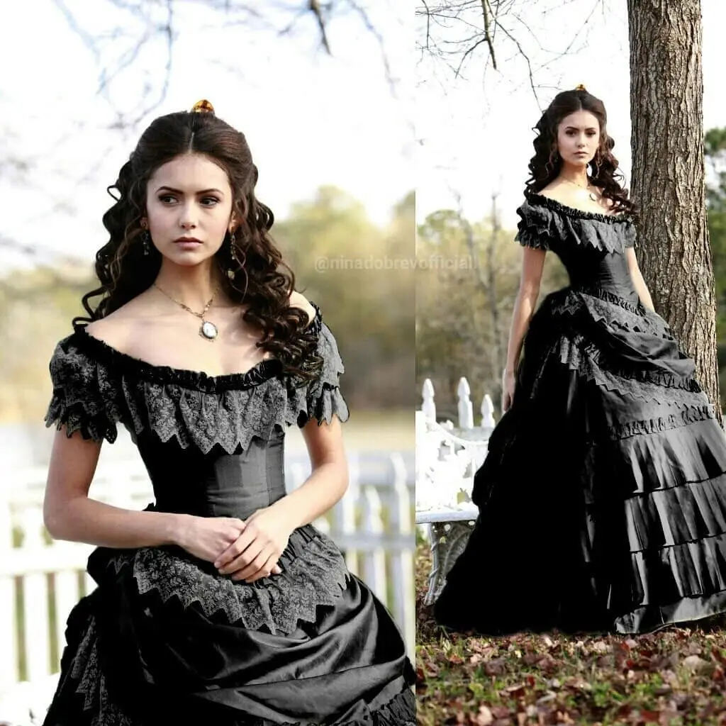 Vampire-Elena-Gilbert-Cosplay-Costume-Black-Ball-Gown-Victorian-Gothic ...