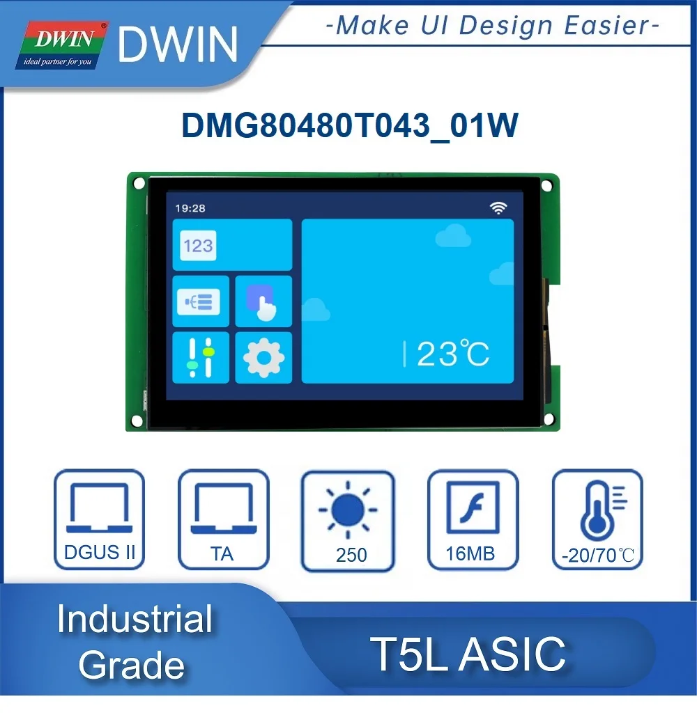 Dwin 4.3 Inch Arduino Module 480*800 Tft Lcd Hmi Display Rs232 Rs485 Intelligent Lcm ...