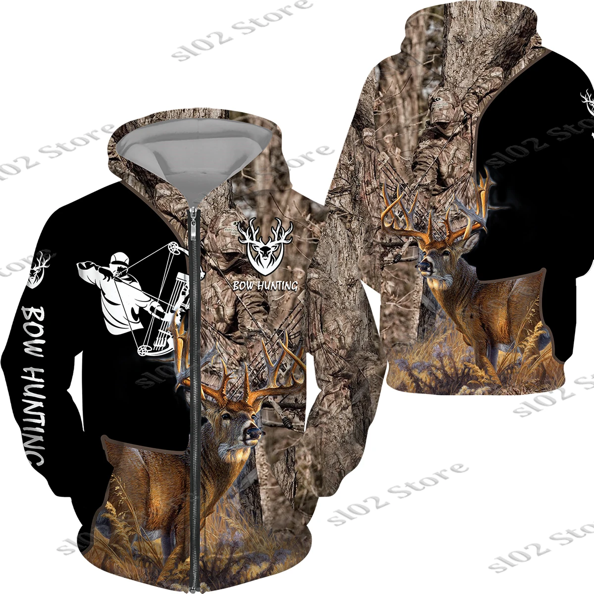 Funny-Zip-up-Hunting-Hoodies-Mens-3D-Hunter-Sweatshirt-Harajuku-Hoody ...