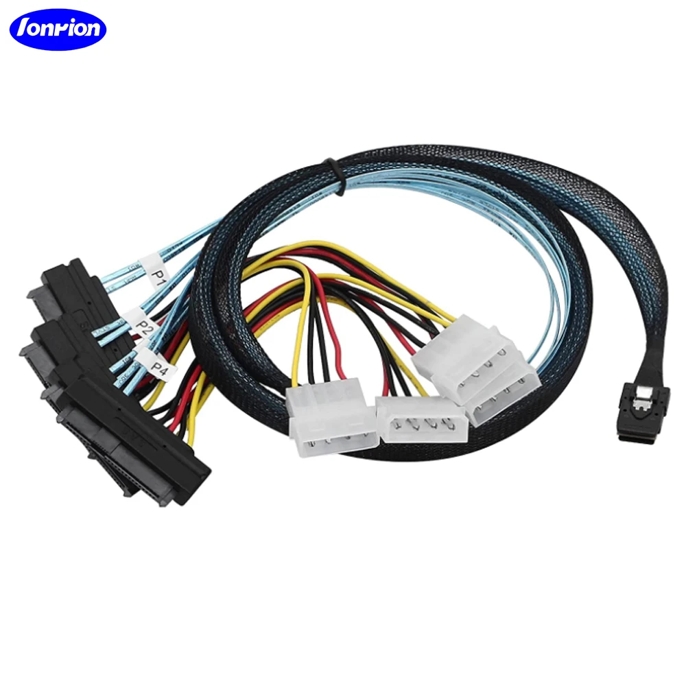 Mini SAS SFF-8087 para SFF-8482 com 4X conectores de alimentação Molex ...