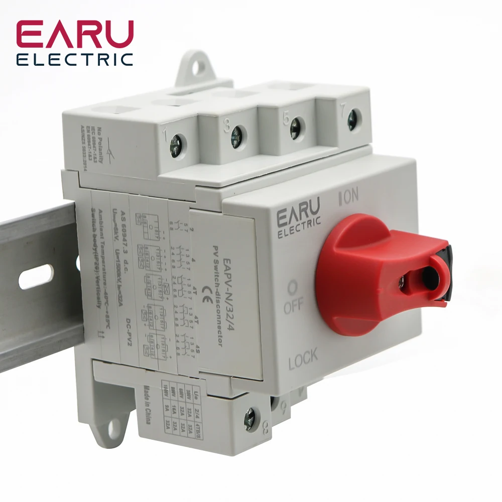 Earu EAPW 32A 1000V DIN Rail Mounted Rotary Handle Disconnector Switch ...