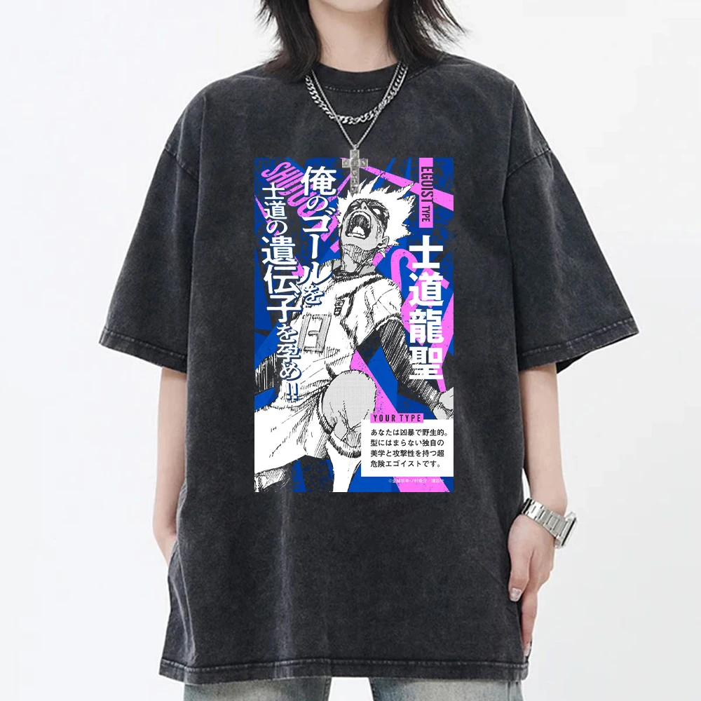 Hot Anime BLUE LOCK Shidou Ryuusei Cool Printed Tshirt Men Manga Cotton ...