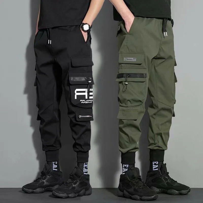 Men-s-Aarmy-Green-Cargo-Pants-Casual-Hip-Hop-Hit-Color-Multiple-Pockets ...