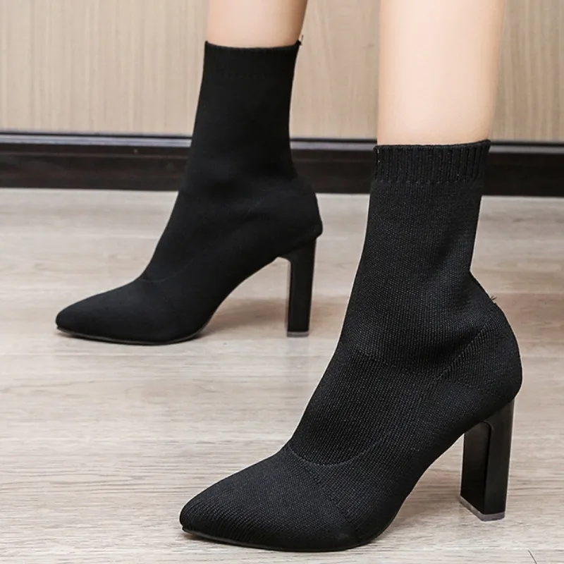 Women-Boots-Elastic-High-Heels-Boots-Breathable-Thin-Heels-Botas-Mujer ...