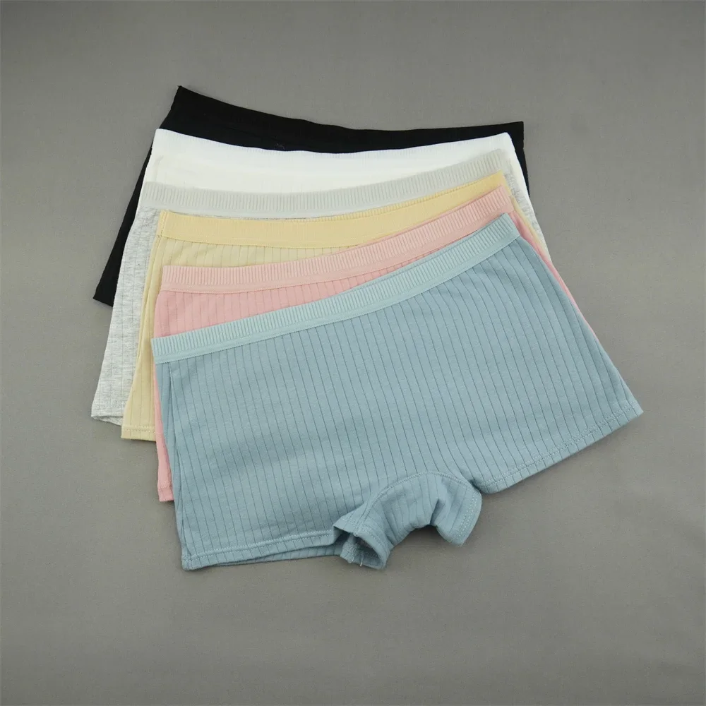 2 Pcs Ribbed Cotton Boyshort Women Sports Panties Ladies Sexy Boxer ...