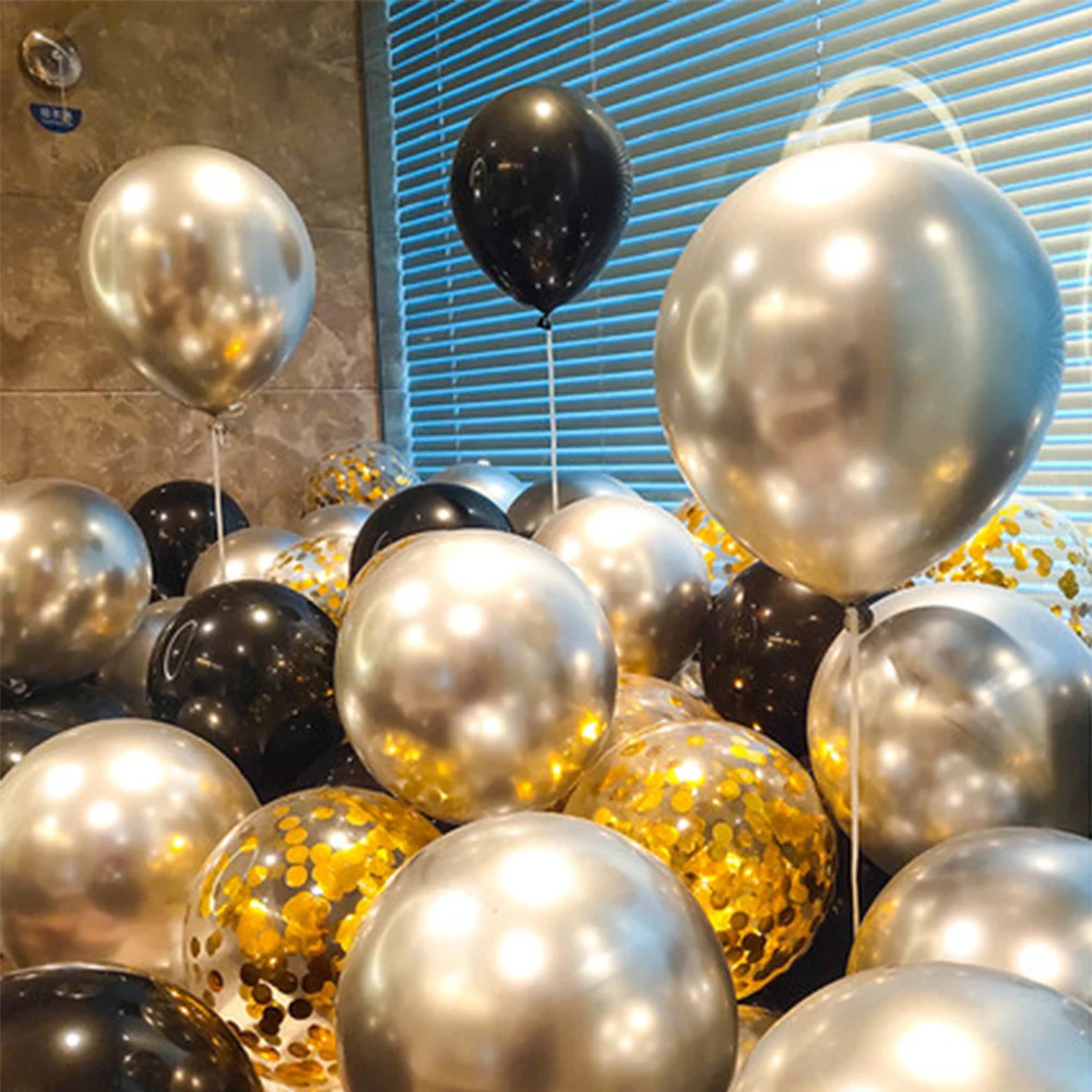 20pcs-12inch-Gold-Black-Latex-Mixed-Color-Balloons-Birthday-Party ...