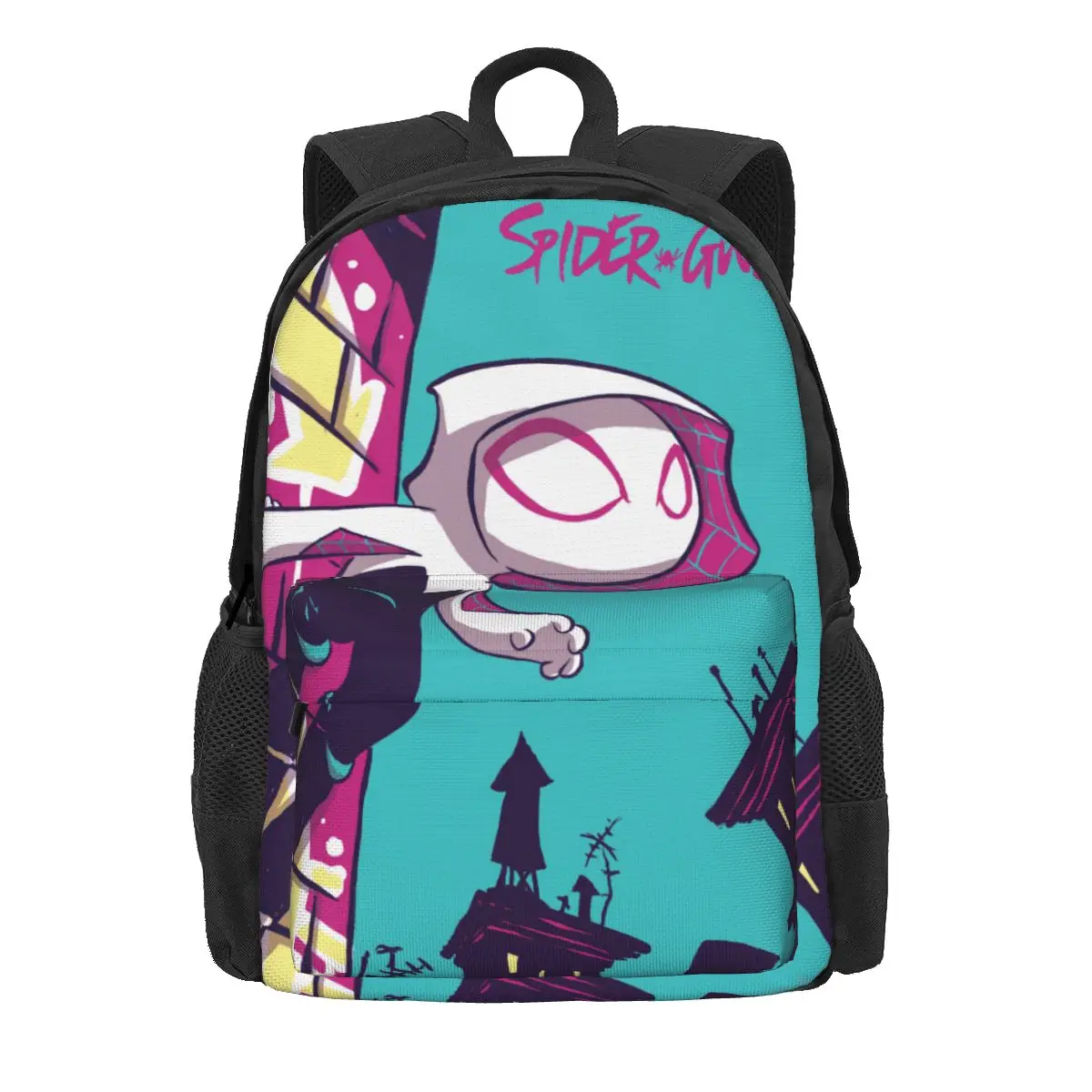 Spider-Man-Chibi-Ghost-Spider-On-The-Lookout-Women-Backpack-Mochila-Trend-Children-School-Bag ...