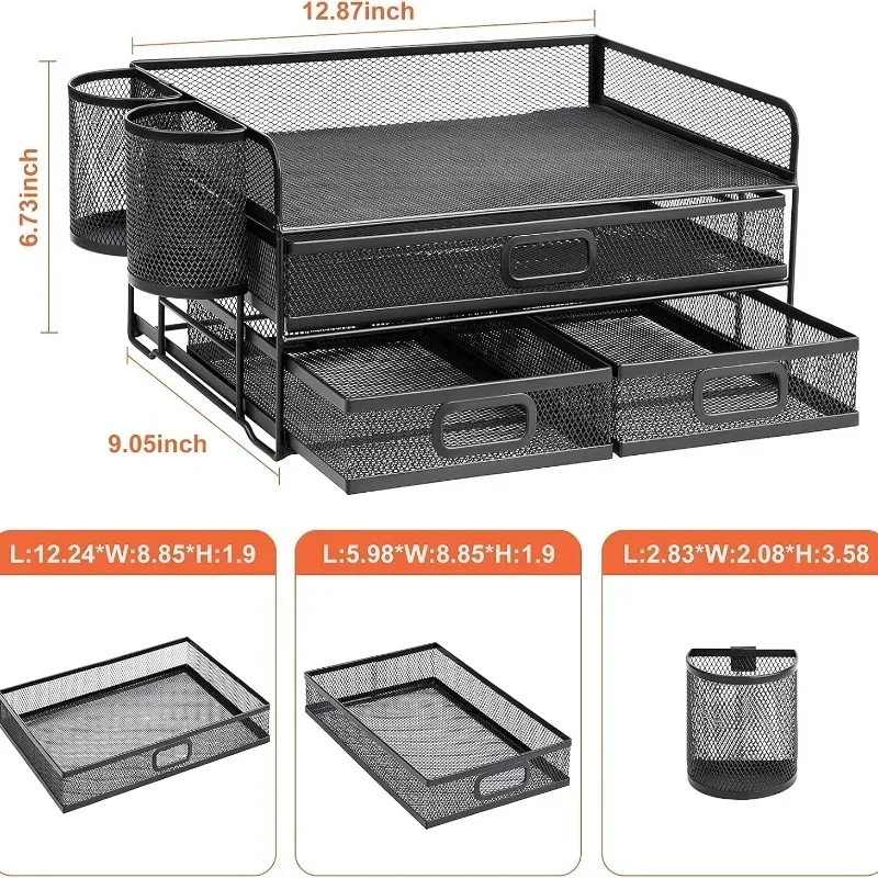 3-tier-mesh-desk-organizer-with-drawer-multi-functional-desk-organizer ...