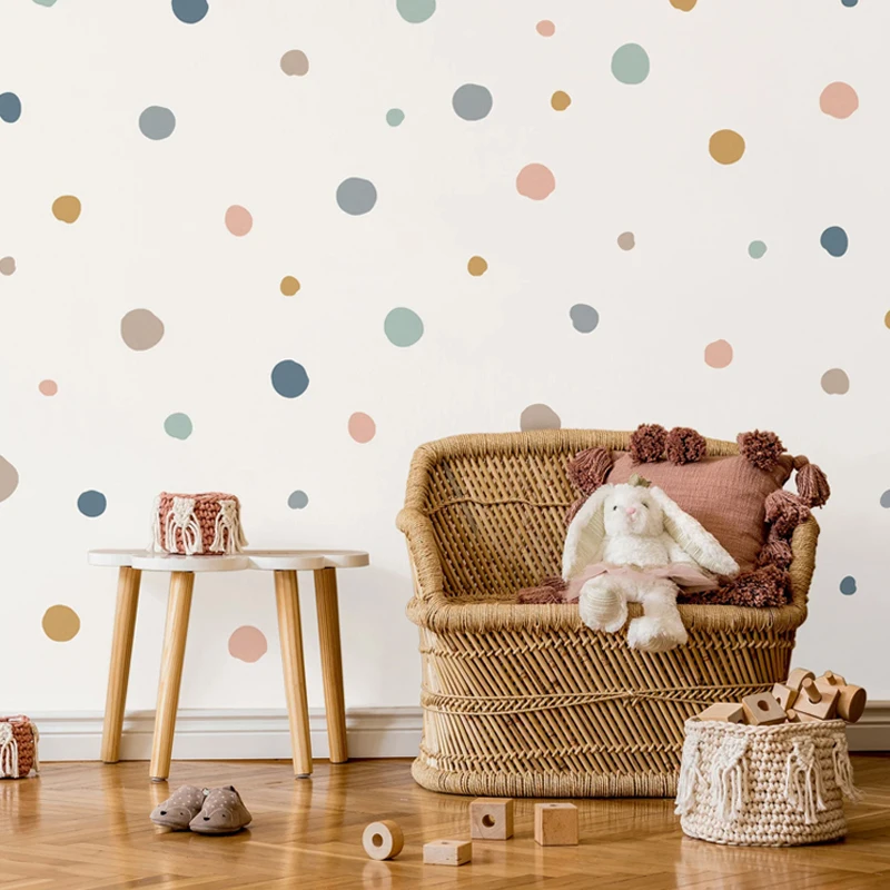 Boho-Colorful-Polka-Dots-Children-Wall-Stickers-Removable-Nursery-Wall ...