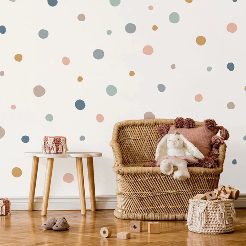 Boho Colorful Polka Dots Children Wall Stickers Removable Nursery Wall ...