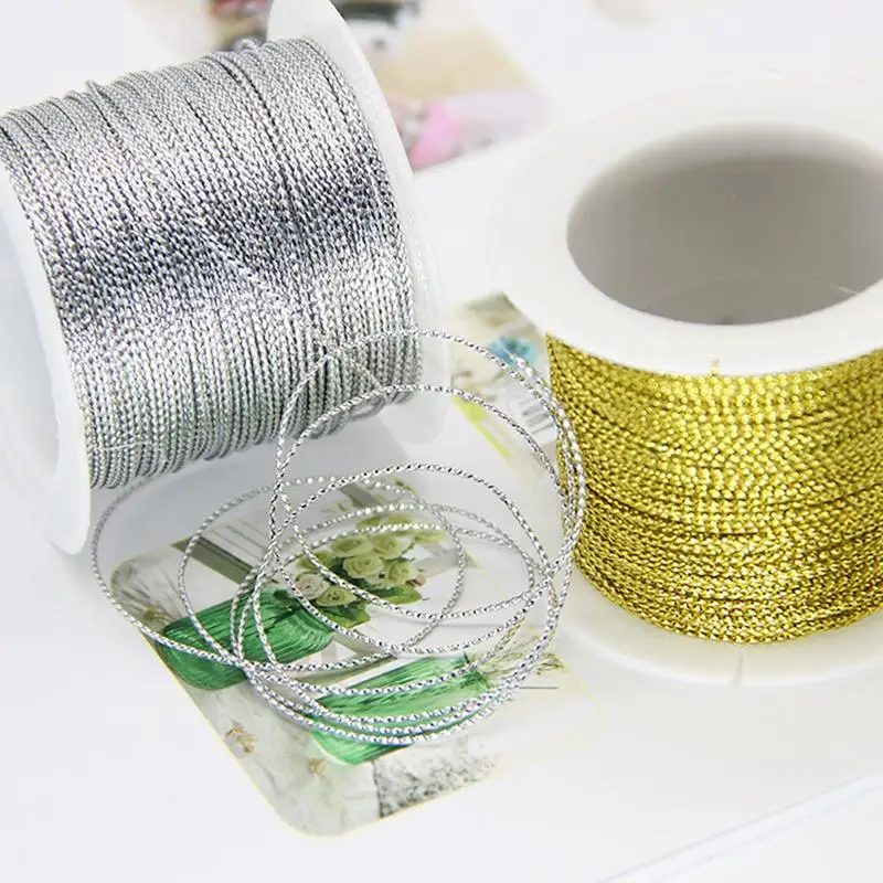 20m Glitter Wire Gold Silver Color Rope Round Tag Thread Cord Gift ...