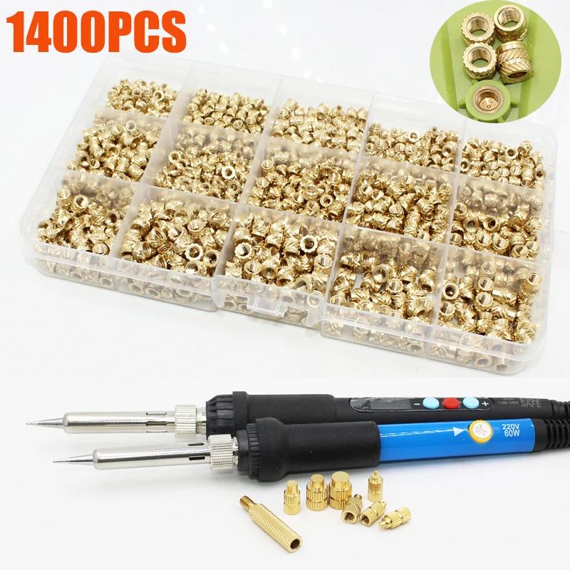 1-4-Heat-Set-Insert-Inch-Size-Iron-Tip-Thread-Brass-Nut-Hot-Melt ...