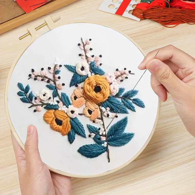 Handwork-Needlework-Flower-Embroidery-Kit-Cross-Stitch-DIY-Starter-Set ...