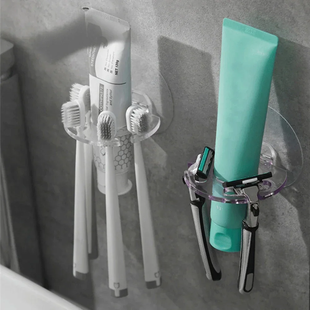 Wall-Mounted-Toothbrush-Holder-Transparent-Travel-Stand-Toilet-Shaver ...