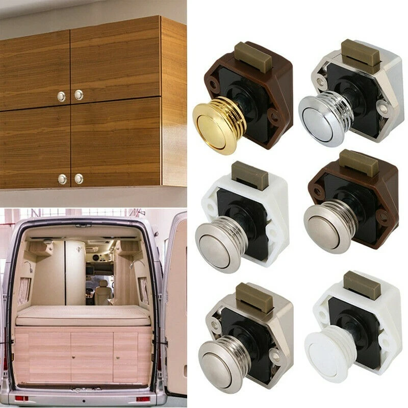 1pc Push Button Catch Lock Cupboard Door Push Latch Motorhome Cabinet Camper Caravan Latch Knob ...