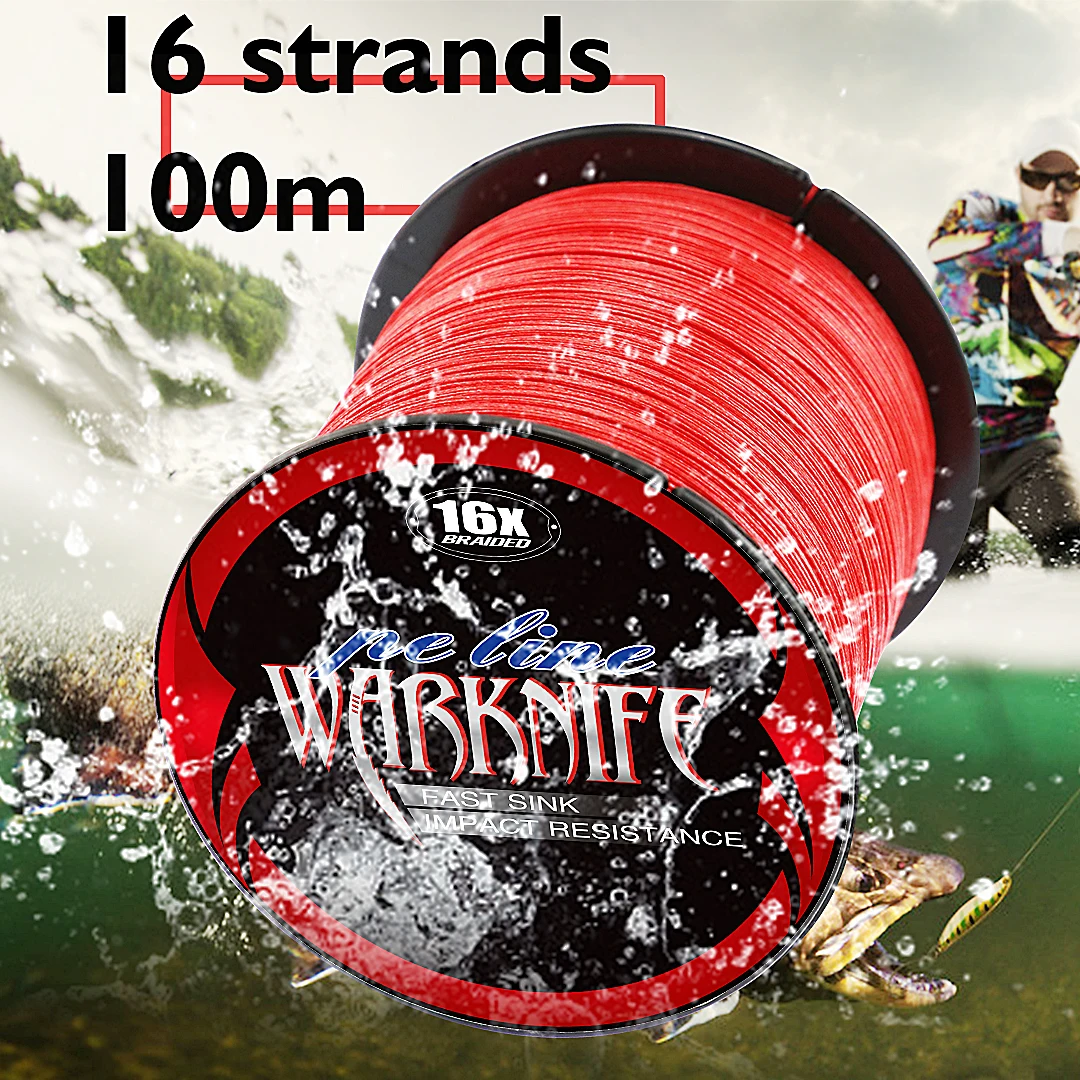 Warknife-16strands100M-PE-Braided-Fishing-Line-Super-Strong-Japanese ...