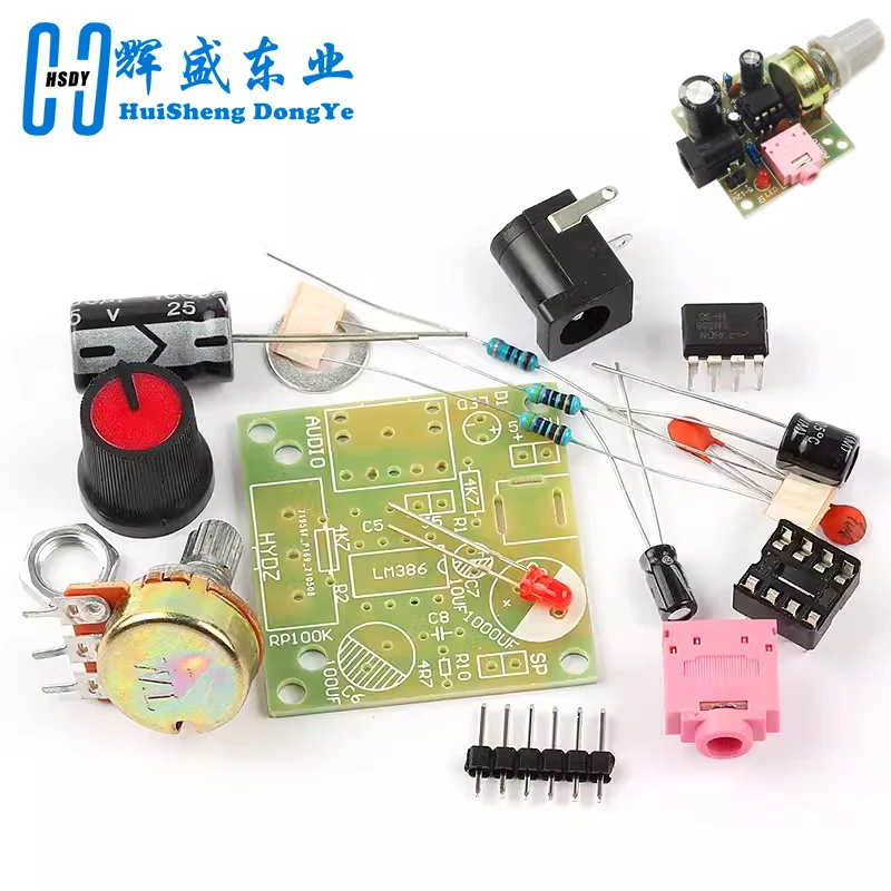 LM386 Mini Audio Amplifier DIY Kit 3.5mm 3V-12V Power Amplifier Suite ...