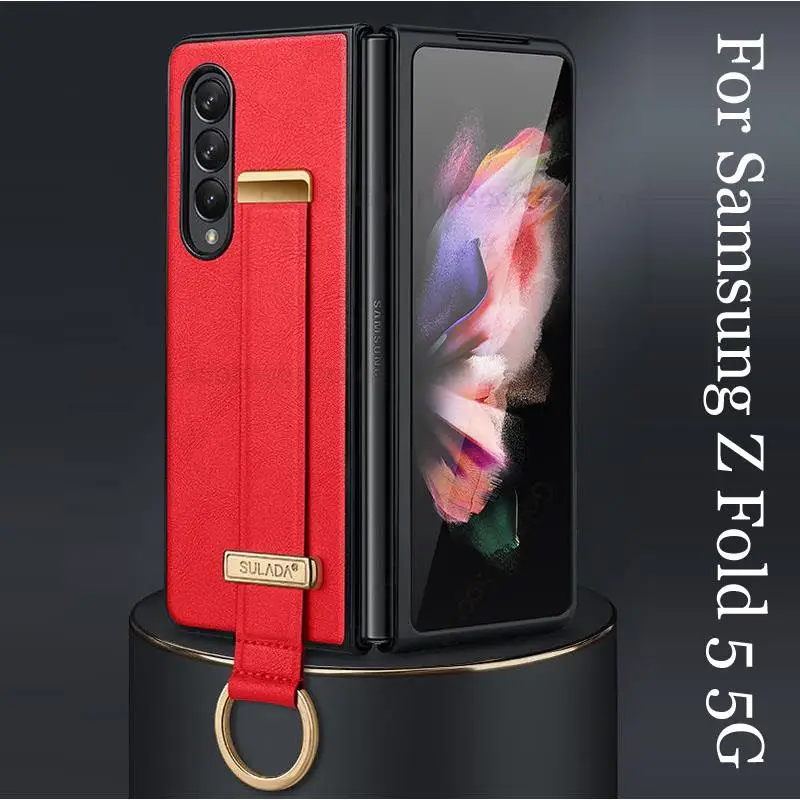 Sulada For Samsung Galaxy Z Fold 5 4 3 Leather Phone Grip Case ZFold5 ...