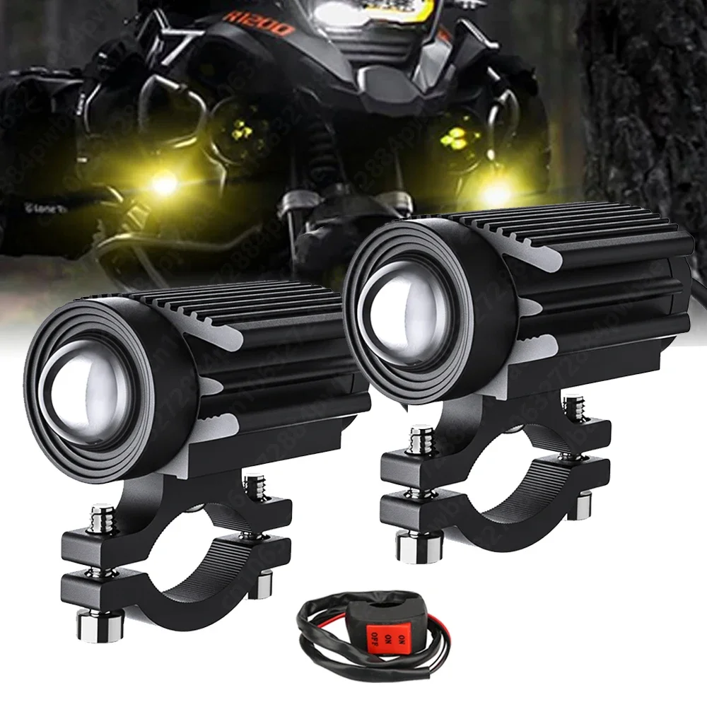 Motorcycle-LED-Light-Dual-Color-Fog-Light-Spotlight-for-BMW-Honda ...