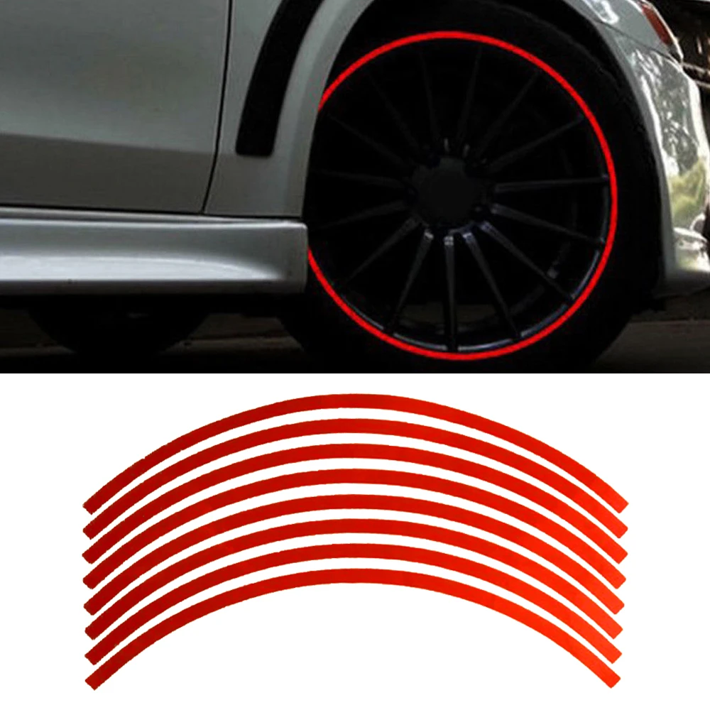 16 Strips Auto Tuning Reflecterende Motorcycle Car Rim Streep Wiel ...