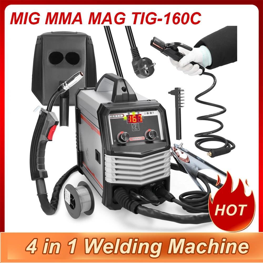 4in1 220V MIG MMA MAG TIG-160C Welding Machine IGBT DC Inverter Welder Contact Welding Built-In ...