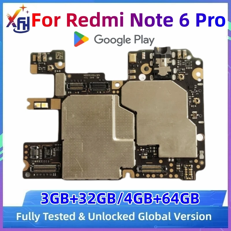 100% Unlocked Original Logic Board For Xiaomi Redmi Note 6 Pro Note6Pro Motherboard 32GB 64GB ...