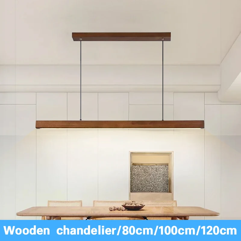 Modern-LED-Pendant-Light-wood-Long-Strip-dining-table-lamp-suspension ...