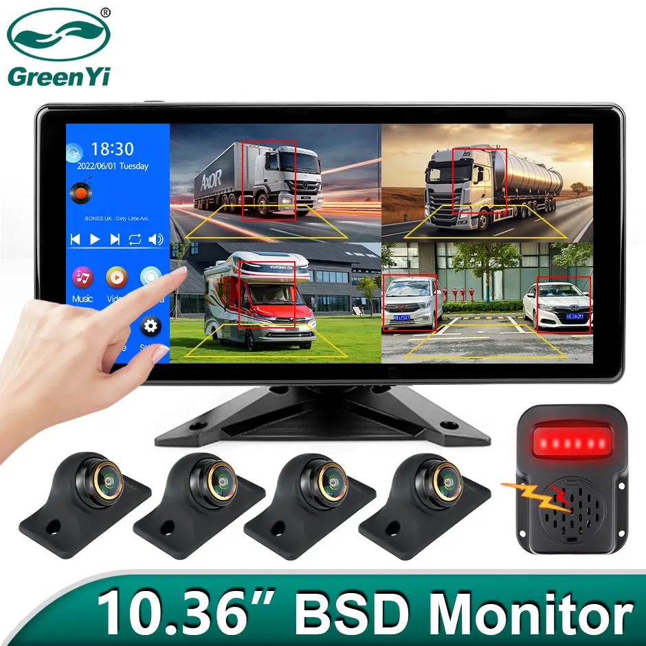 GreenYi-DVR-Video-Recorder-Monitor-10-36-tela-dividida-4CH-ponto-cego ...