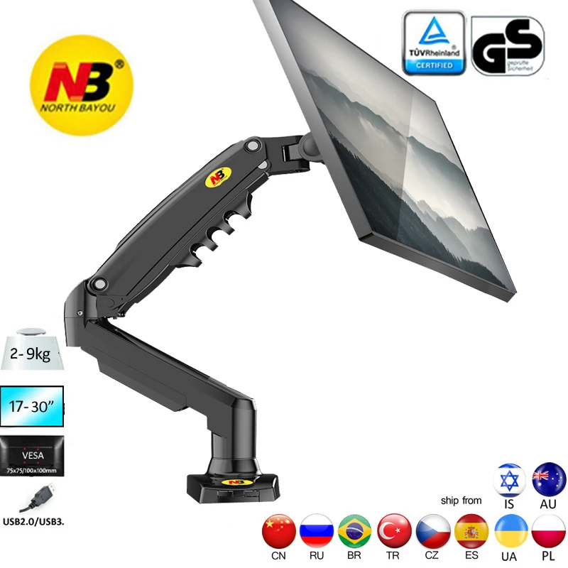 Nb New F80 10-27" 2-9kg Dual Arm Air Press Gas Spring Vesa 100x100 ...