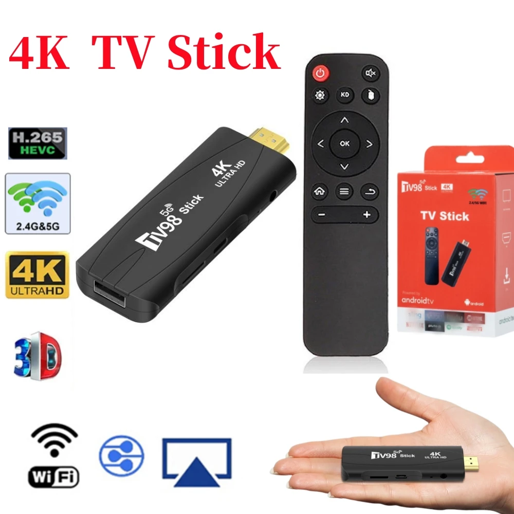 TV98 Mini TV Stick Android 12.1 4K HD 2G 16G TV Box 2.4G 5.8G Dual Wifi ...