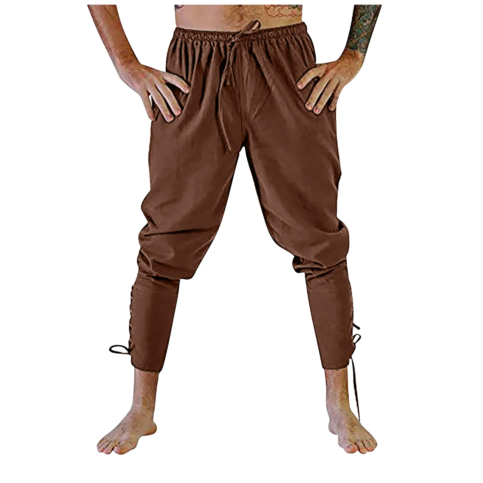 Pirate Pant For Men Renaissance Medieval Viking Costume Linen Ankle ...