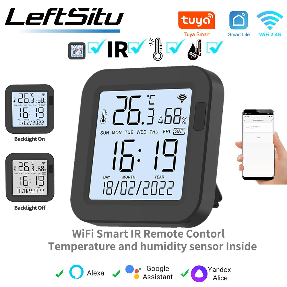 Tuya Wifi Inteligente Ir Sensor De Umidade Temperatura Remoto Universal Para Ar Condicionado Tv ...
