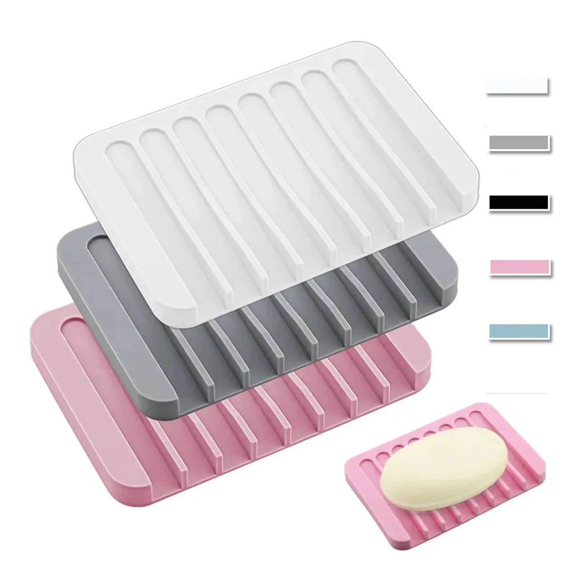 1-Pack Free Punch Soap Box Silicone Draining Soap Holder Creative ...