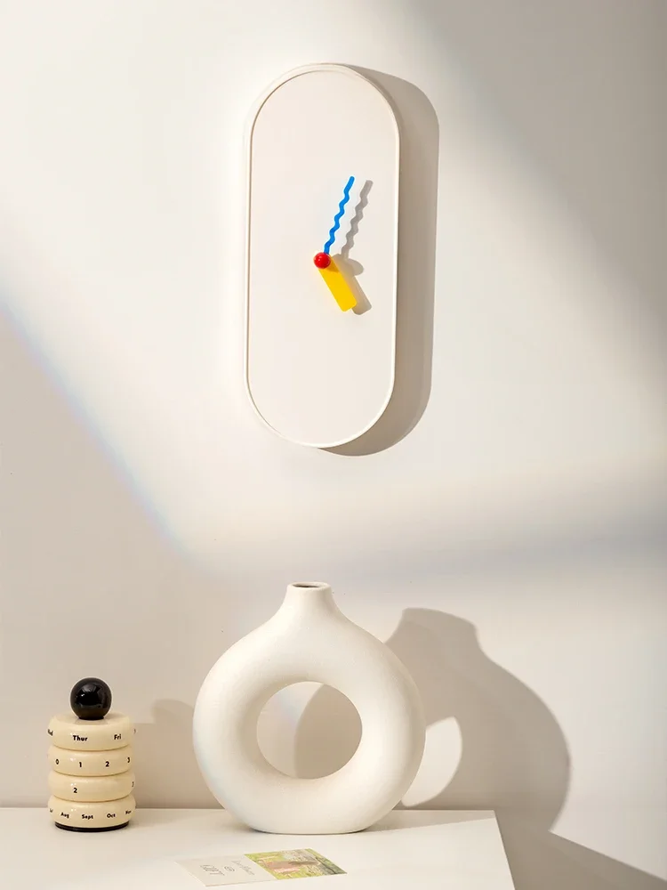 Home Furnishing Decoration Dopamine Wall Mounted Clock White Watch for ...