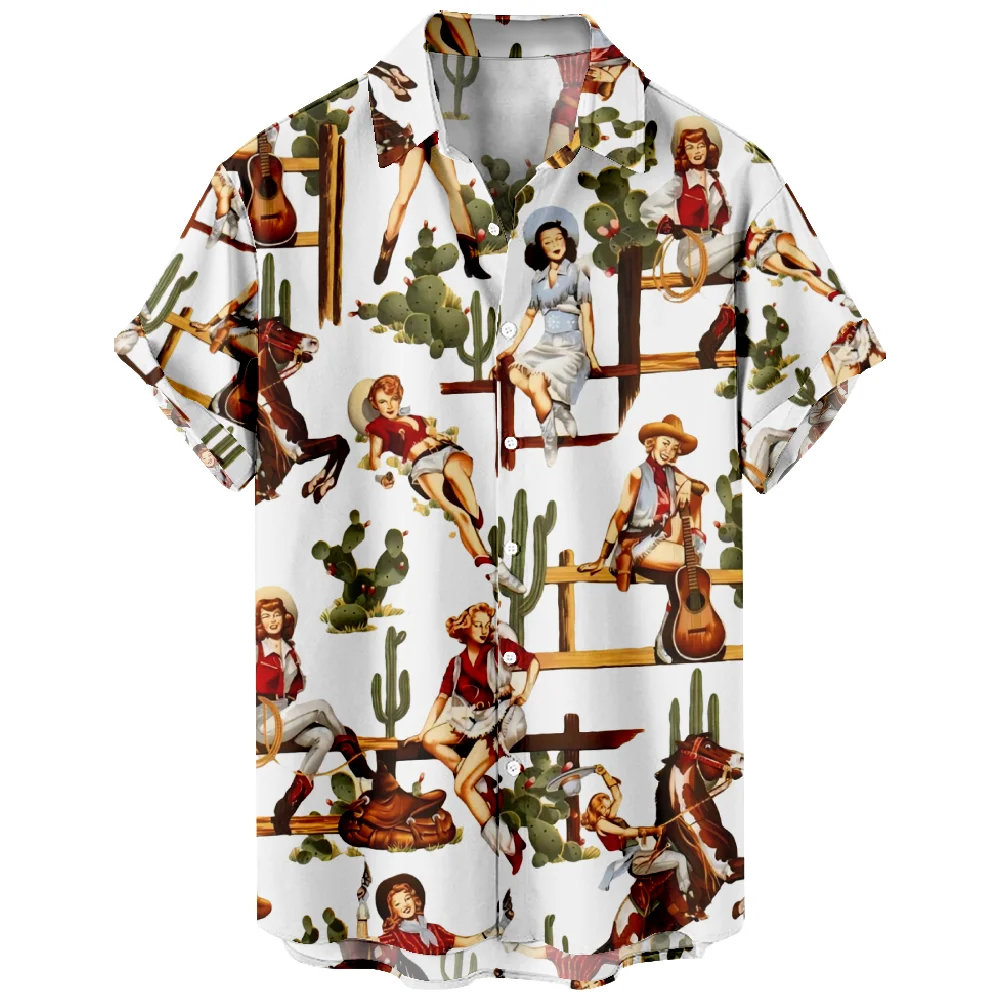 Camisa-elegante-de-manga-corta-con-botones-para-hombre-dise-o-estampado ...