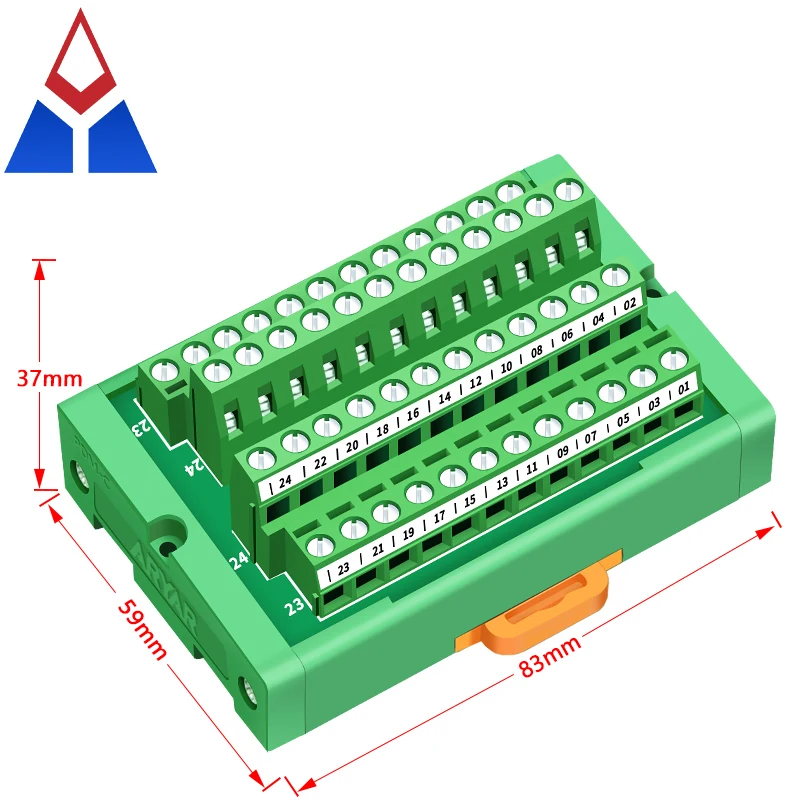100Pcs-24-24-ChannelsDIN-Rail-Mount-Distribution-Terminal-Blocks ...