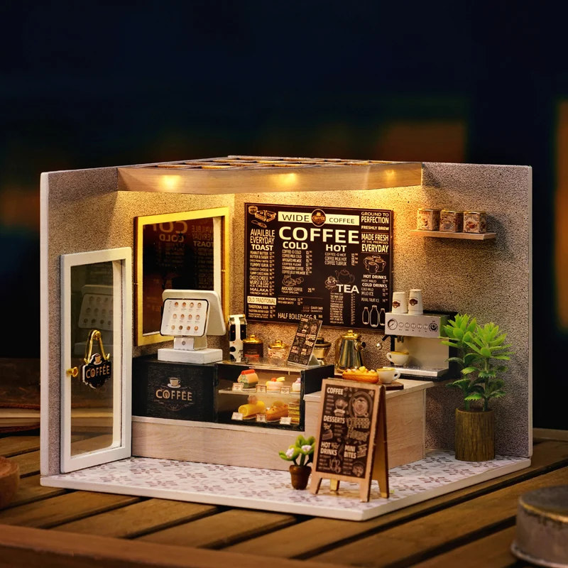 Coffee-shop-doll-house-mini-DIY-kit-for-making-and-assembling-room ...
