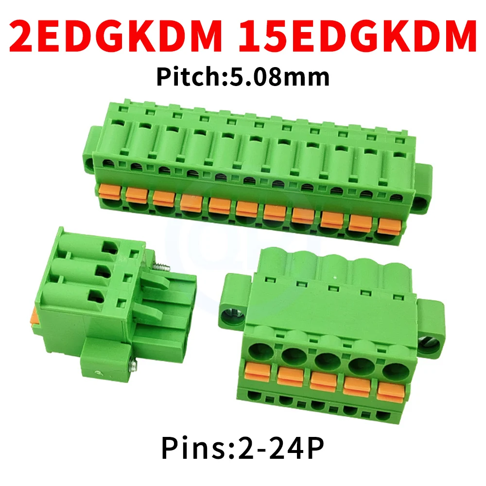 ( 5Pcs) Kf 2edgkdm 5.08mm 2p 3p 4p 6p Flange Terminal Block With Ears ...